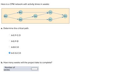 solved here is a cpm network with activity times in weeks