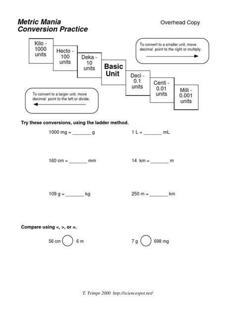 Metricconversionworksheet Pdf Kilogram Litre