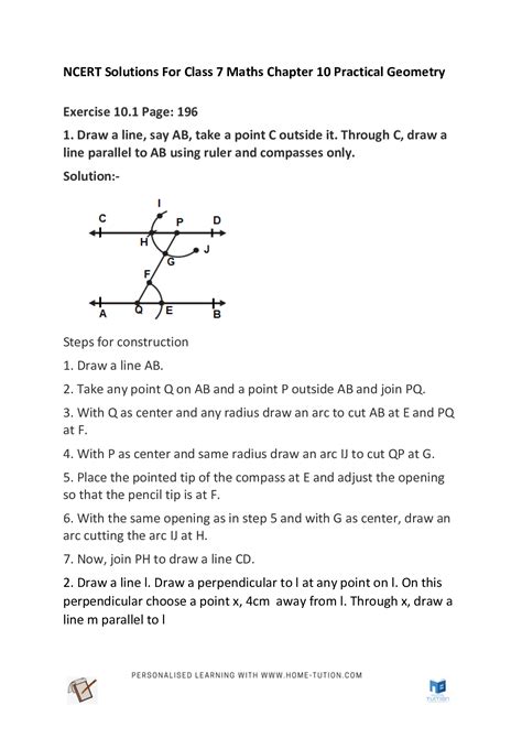 Ncert Solutions For Class 7 Maths Chapter 10 Practical Geometry