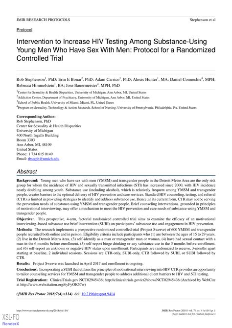 Pdf Intervention To Increase Hiv Testing Among Substance Using Young