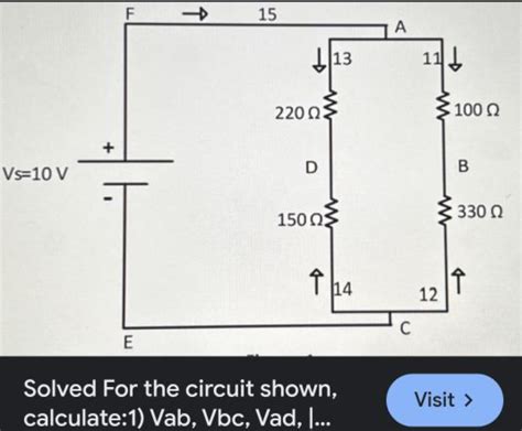 Solved For The Circuit Shown Solved For The Circuit Shown Calculate 1