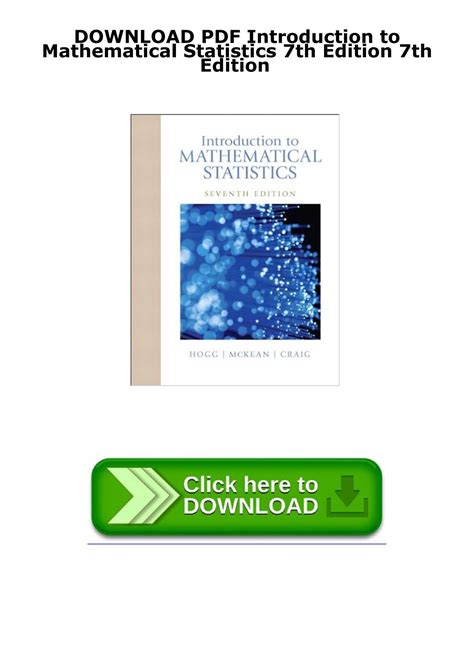 Pdf Download Introduction To Mathematical Statistics 7th Edition 7th Edition Full Pages By