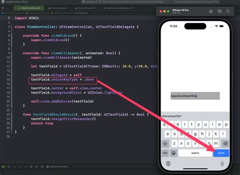 set uitextfield keyboard return key as done button and dismiss keyboard