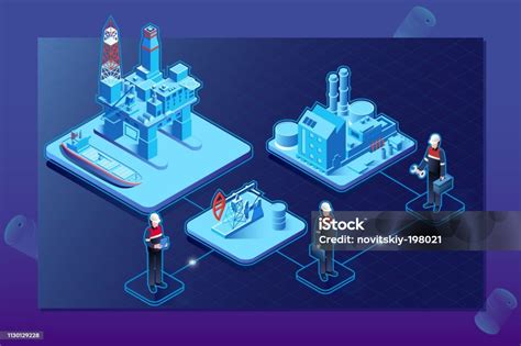 가스 석유 산업 아이소메트릭 순서도 해외 드릴링 추출 장비 플랫폼 저장 탱크 및 교통 벡터 일러스트 레이 션 등측투영법에 대한 스톡 벡터 아트 및 기타 이미지 Istock