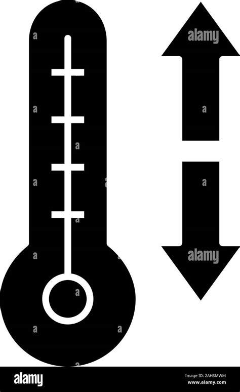 Climate Control Glyph Icon Silhouette Symbol Temperature Regulation Thermometer With Down And
