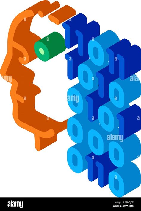 robot binary code isometric icon vector illustration stock vector image