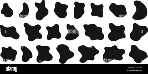 set of irregular shapes organic blobs liquid ink spots distorted