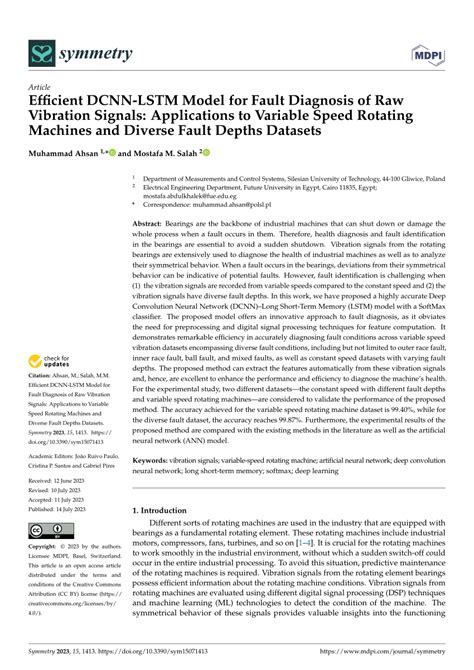 Pdf Efficient Dcnn Lstm Model For Fault Diagnosis Of Raw Vibration