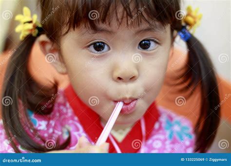 Japanese Girl Eating Shaved Ice In Yukata Stock Image Image Of Human