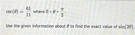 Solved csc θ where