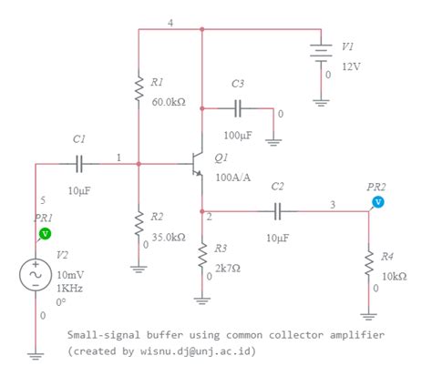 Rangkaian Buffer Sinyal Kecil Multisim Live