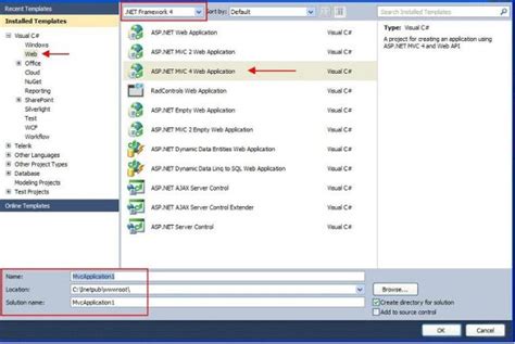 create your first mvc project