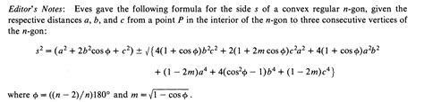 geometry side of a regular n gon given the distances to 3