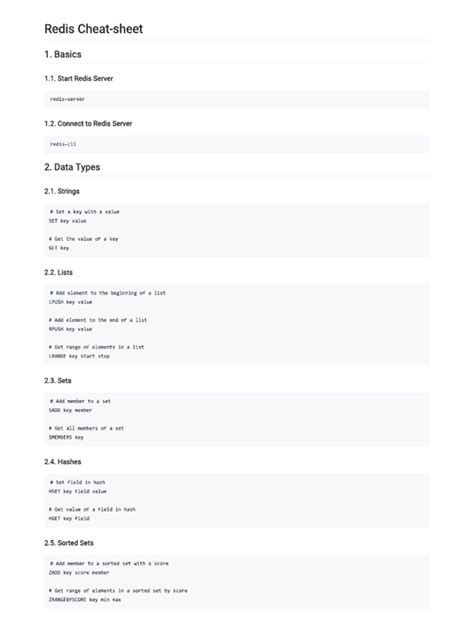 Redis Cheatsheet Pdf