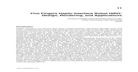 pdf five fingers haptic interface robot hiro design rendering