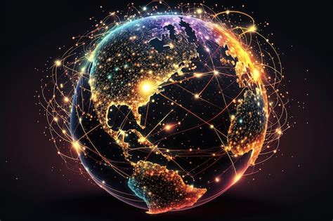 Premium Ai Image Digital Communication Network Of Glowing Lines Connecting Worldwide Cities On