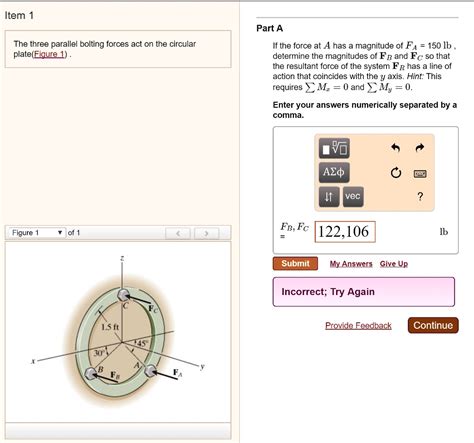 Item 1 The Three Parallel Bolting Forces Act On The Circular Platefigure 1 Part A If The