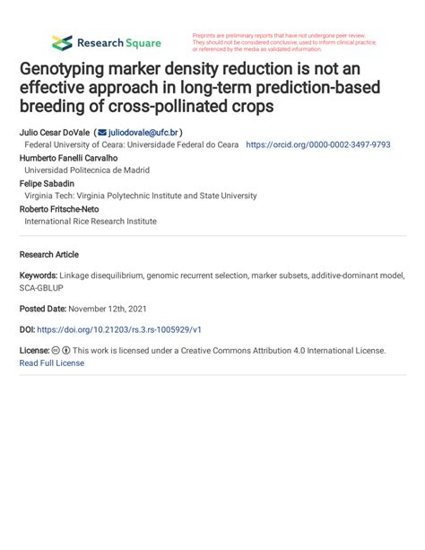 Pdf Genotyping Marker Density Reduction Is Not An Effective Approach In Long Term Prediction