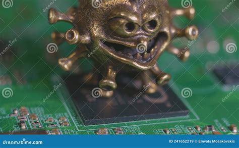 CPU Virus On An Electronic Board Artificial Intelligence Threatened Stock Video Video Of