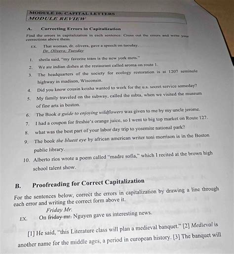Solved Module 10 Capital Letters Module Review A Correcting Errors