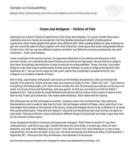 ⇉creon And Antigone Victims Of Fate Essay Example Graduateway