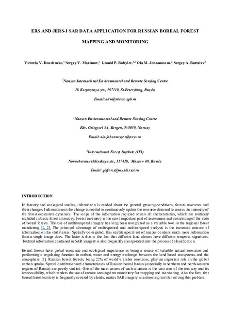 Pdf Ers And Jers 1 Sar Data Application For Russian Boreal Forest