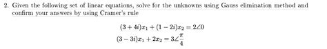 solved given the following set of linear equations solve