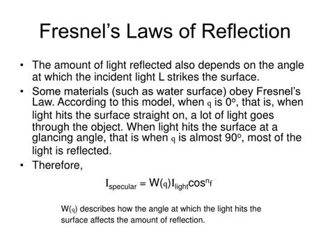 Ppt Specular Reflection And Opengl Lighting Powerpoint Presentation