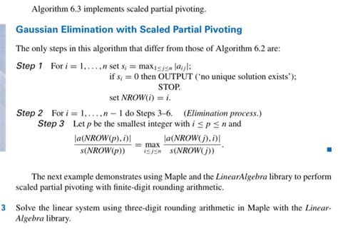 Solved Algorithm 63 Implements Scaled Partial Pivoting