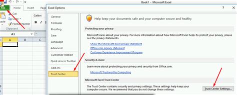 How To Enable Macro Active X And Protection Settings In Microsoft Excel And For