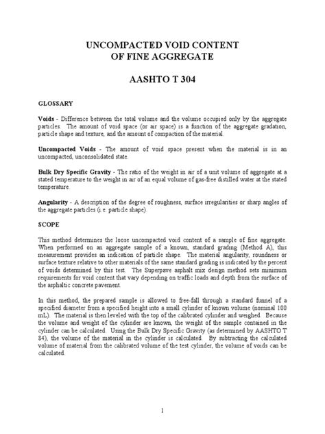 Aashto T 304 Vacios En Agregado Fino Pdf Volume Weight