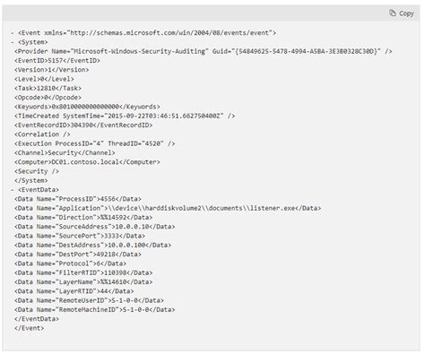 Windows Filtering Platform Event Log For Local Principals Stack