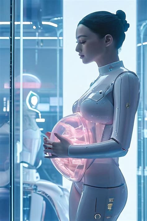 Feminine Android Cradling A Woman Shaped Robotic Artificial By Paul Cline Playground