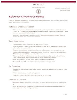 Fillable Online Reference Checking Guidelines Fax Email Print PdfFiller