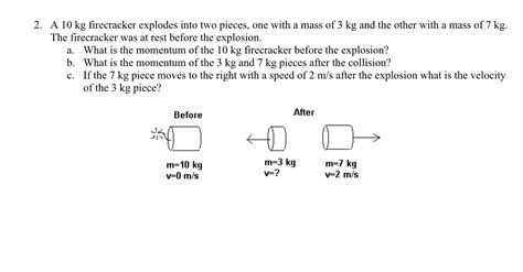 solved a 2 a 10 kg firecracker explodes into two pieces