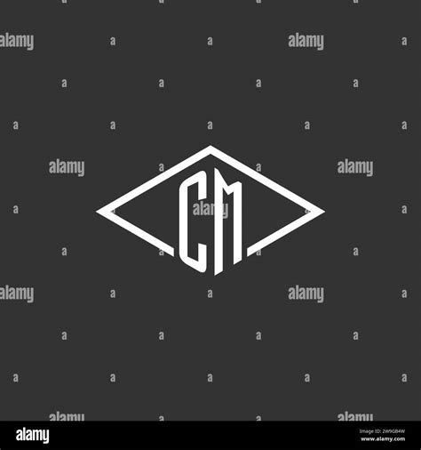 Initials Cm Logo Monogram With Simple Diamond Line Style Design Vector Graphic Stock Vector