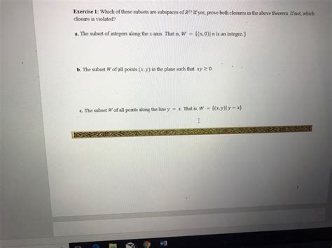Solved Exercise 1 Which Of These Subsets Are Subspaces Of