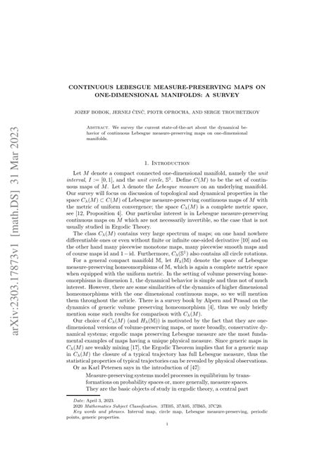 Pdf Continuous Lebesgue Measure Preserving Maps On One Dimensional Manifolds A Survey