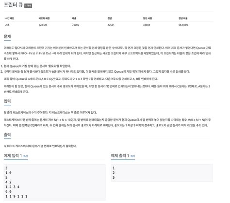 [boj 백준 c ] 1966번 프린터 큐