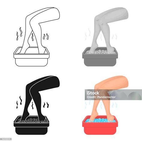 흰색 배경에 고립 된 만화 스타일에서 발 목욕 아이콘 피부 케어 기호 주식 벡터 웹 일러스트 레이 션 가꿔주기에 대한 스톡 벡터