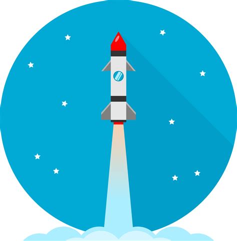 Cute Blue Spaceship Rocket Launch Take Off With Fire Smoke Cartoon 27388276 Png