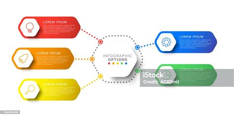 육각 형 요소와 간단한 다섯 단계 디자인 레이아웃 인포 그래픽 템플릿 브로셔 배너 연례 보고서 및 프리젠 테이션을위한 비즈니스