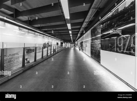 Koekelberg Brussels Capital Region Belgium 09 25 2019 The Pedestrian Hallway Of The Metro And