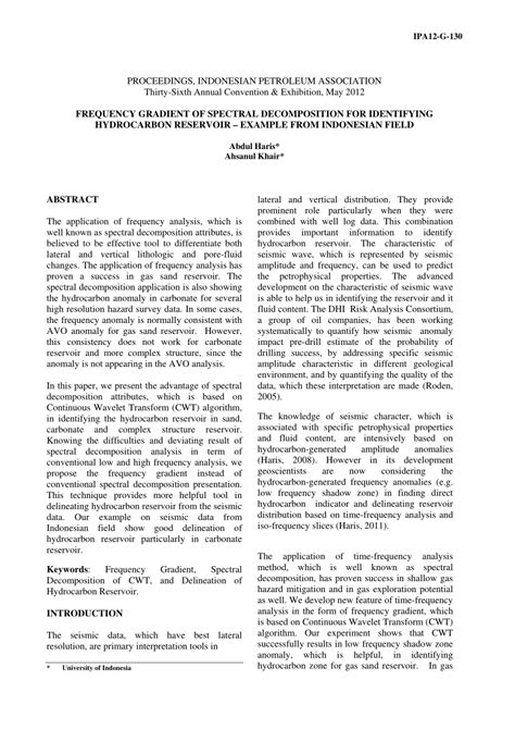 Pdf Frequency Gradient Of Spectral Decomposition For Identifying Hydrocarbon Reservoir