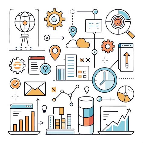 Business And Technology Concept With Icons Of Global Network Data