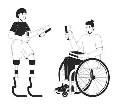 Premium Vector Disabled Readers Black And White 2d Line Cartoon Characters