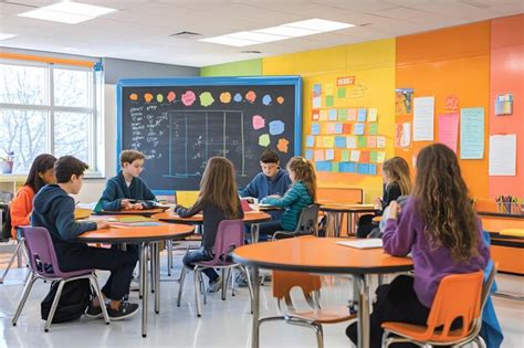 Dynamic Classroom With Students Collaborating Under Soft Lighting