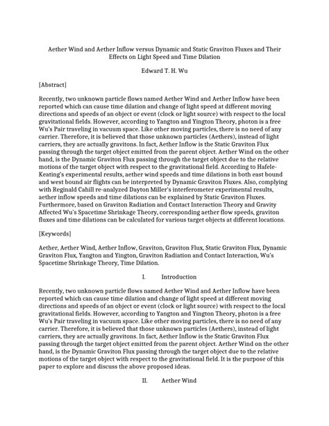 Pdf Aether Wind And Aether Inflow Versus Dynamic And Static Graviton