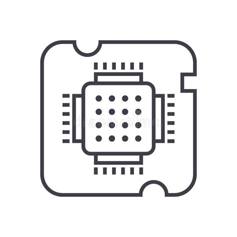 Cpu Socket Chip Line Icon Concept Cpu Socket Chip Flat Vector Symbol Sign Outline