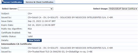 clearpass radius eap certificate warning with godaddy security
